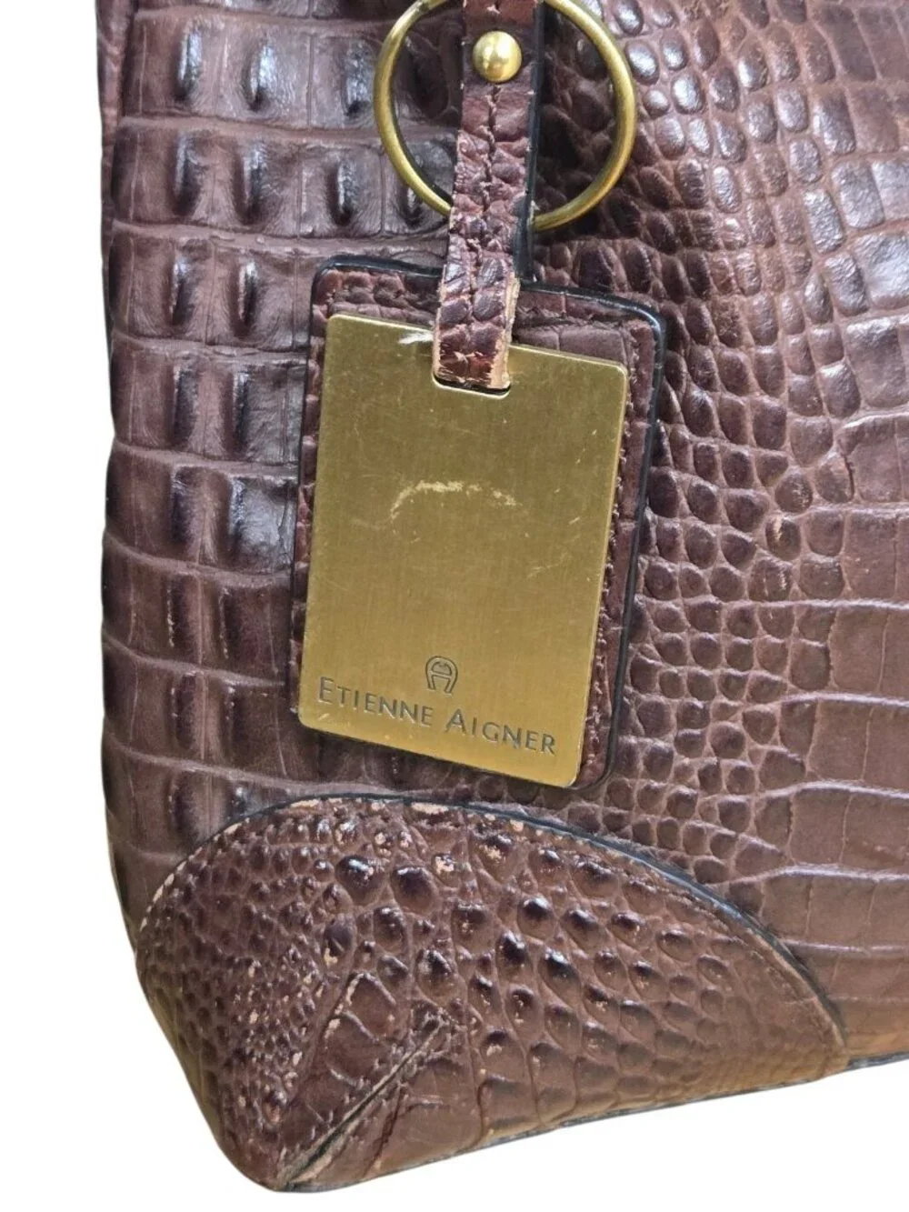 Etienne Aigner | Bags | Etienne Aigner Croc Embossed Leather Double ...